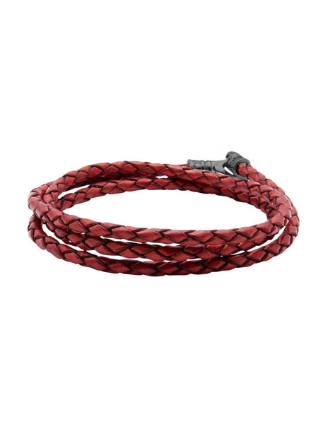 Men's Red Wrap Around Leather Bracelet – Nialaya