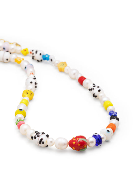 Men's Panda Pearl Necklace with Assorted Beads – Nialaya