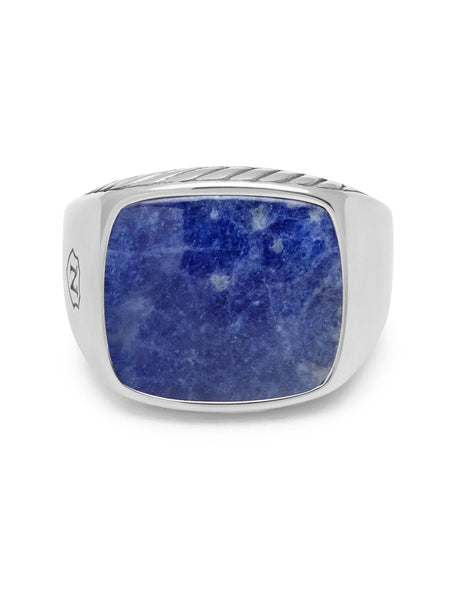 Gentleman's Silver Signet Ring with Blue Dumortierite – Nialaya