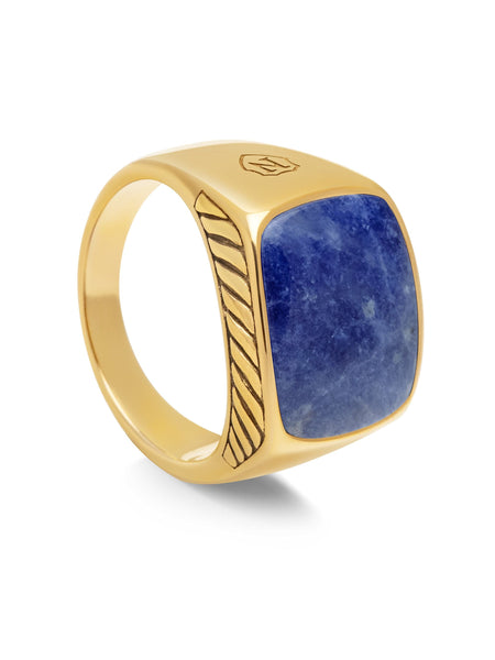 Gentleman's Gold Signet Ring with Blue Dumortierite – Nialaya