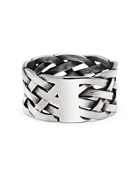 Men's Stainless Steel Woven Chain Ring – Nialaya