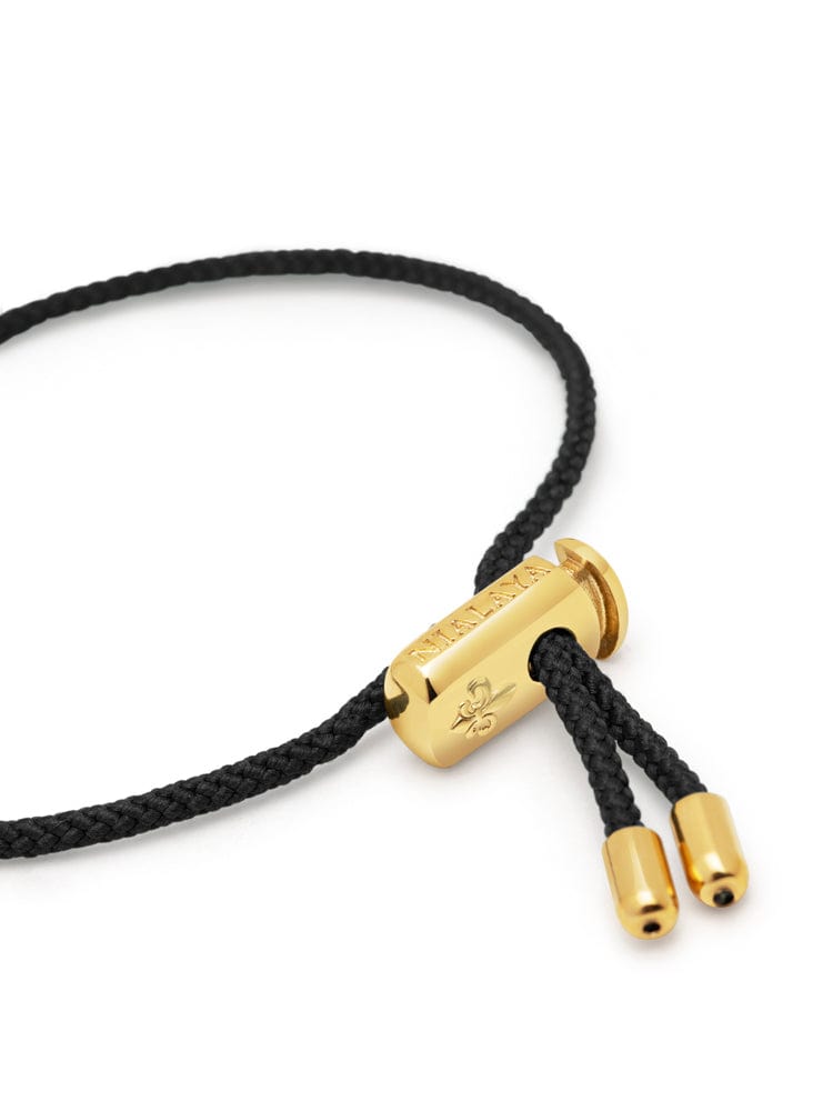 Men's Black String Bracelet with Adjustable Gold Lock – Nialaya